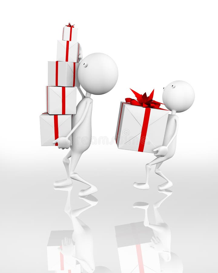 Two people have gifts stock illustration. Illustration of dimensional ...