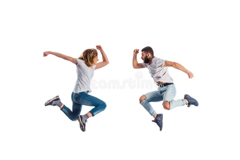 Cool people jumping stock photo. Image of dancer, couple - 144741618