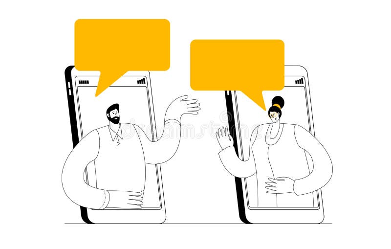 Two People are Having a Dialogue from Different Phones. Stock Vector ...