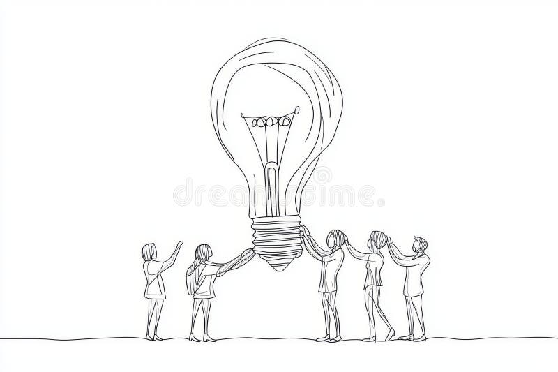 The Two People Hold Up a Large Idea Bulb, Symbolizing Creativity ...