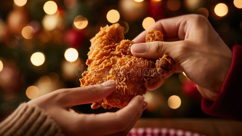 Sharing a Fried Chicken Piece. AI Generated Stock Image - Image of ...