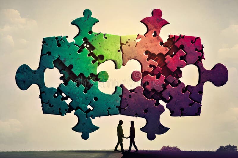 Two People are Holding Puzzle Piece Together Generative AI Stock ...