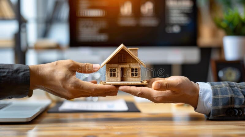 Two People Holding a Small House in Their Hands Stock Illustration ...