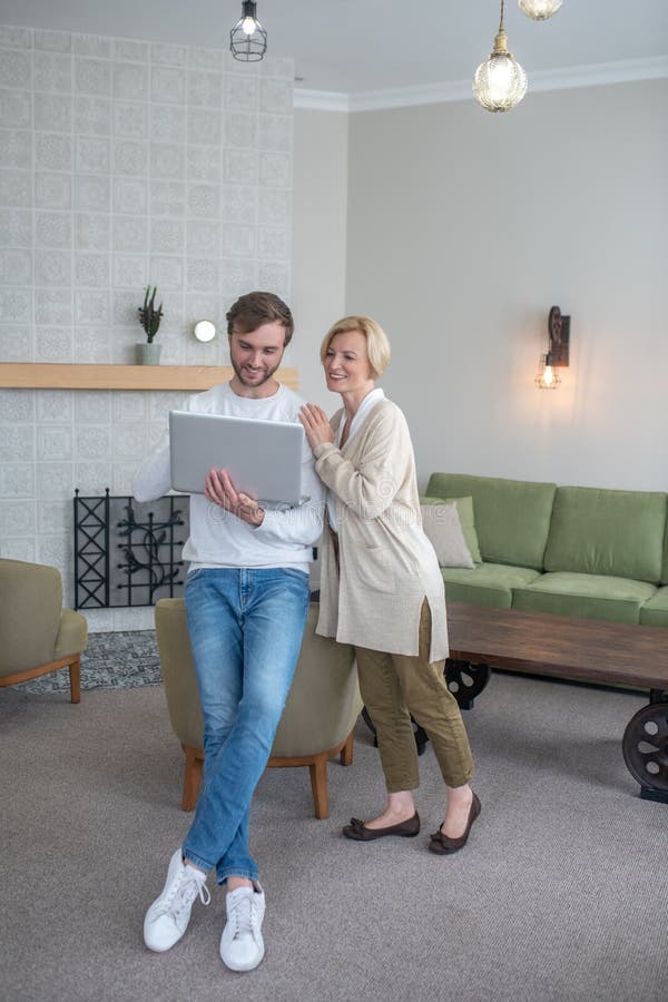 Two People at Home with a Laptop Stock Image - Image of selfemployed ...