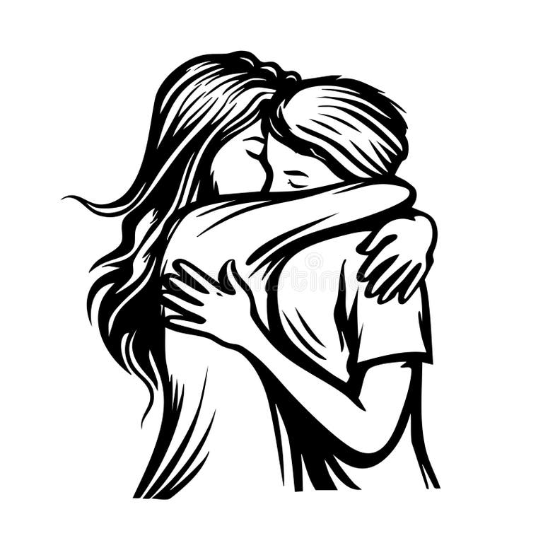 Two People Hugging , Vector. Stock Illustration - Illustration of ...