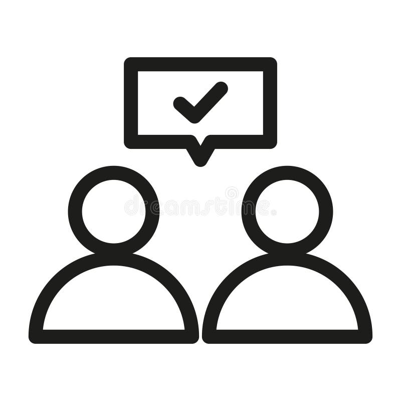 Two People Icon. Check Mark in Bubble. Simple Vector Design. Black ...