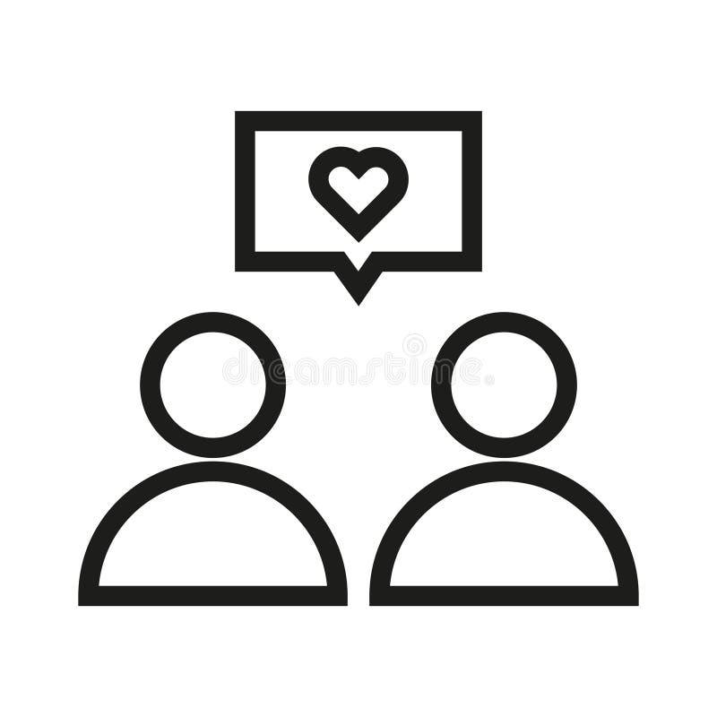 Two People Icon. Heart in Speech Bubble. Minimalist Communication ...