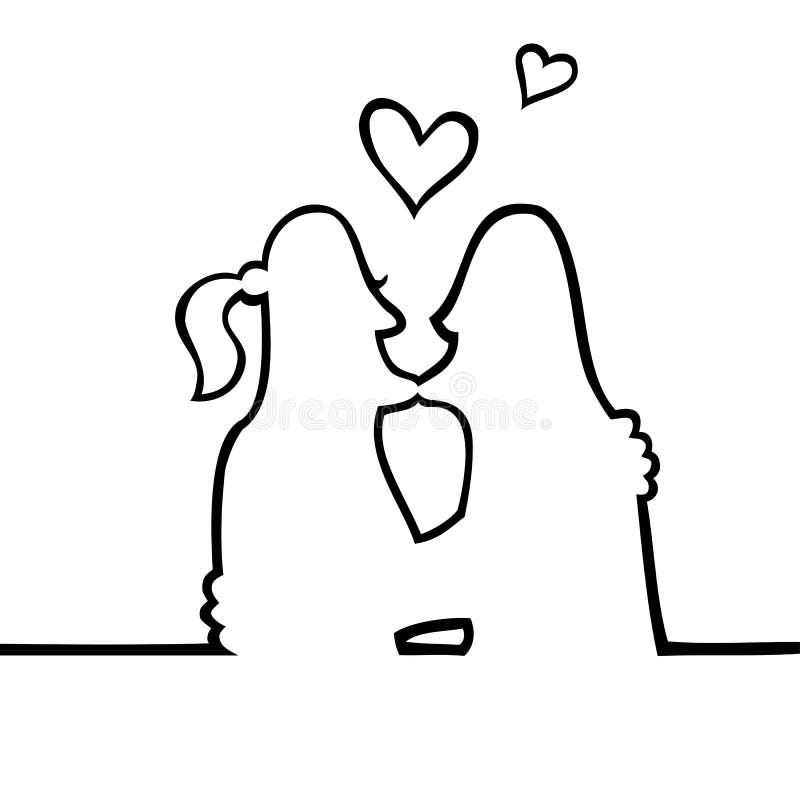 Stick Figure Stick Man Couple in Love Kissing Huggin Stock Vector ...