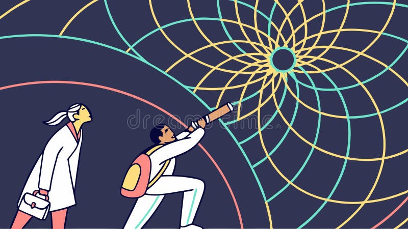 Two People Looking at Abstract Spiral Pattern, Exploration Mystery ...