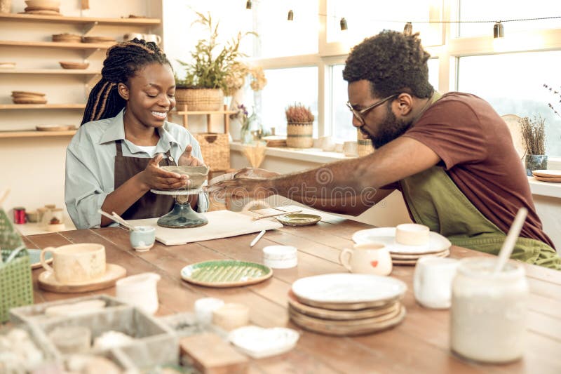 Two People Looking Involved while Working with New Pottery Stock Photo ...