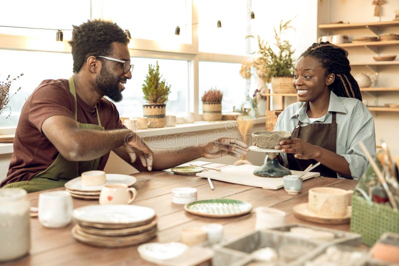 Two People Looking Involved while Working with New Pottery Stock Photo ...