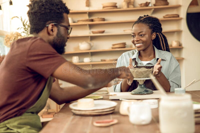 Two People Looking Involved while Working with New Pottery Stock Image ...