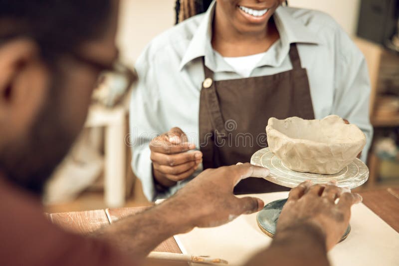 Two People Looking Involved while Working with New Pottery Stock Photo ...