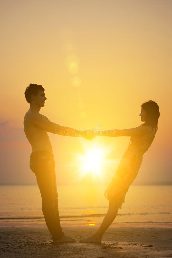 People in Love at Sunset in the Sea Stock Image - Image of activity ...
