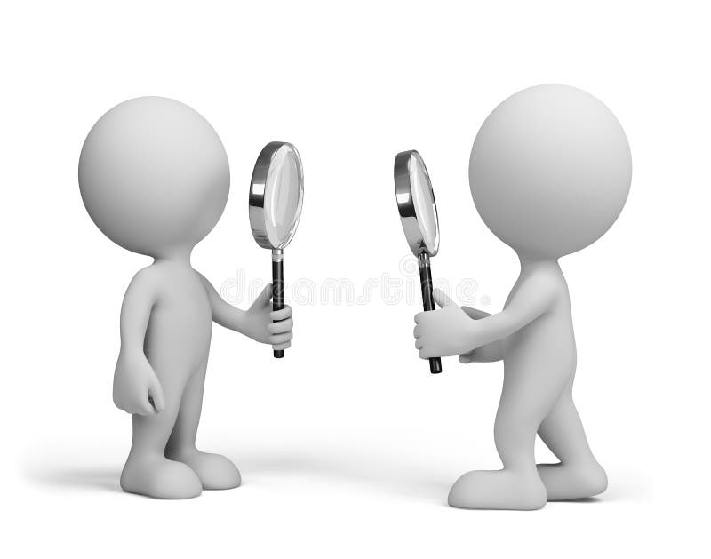 3d Person with a Big Magnifying Glass Stock Illustration - Illustration ...