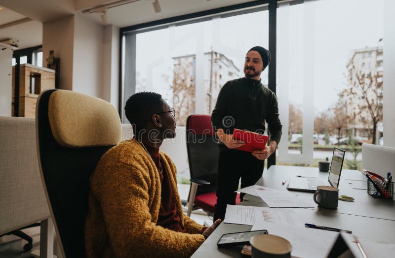 Multiracial Office Scene with Company, Business Colleagues Engaging in ...