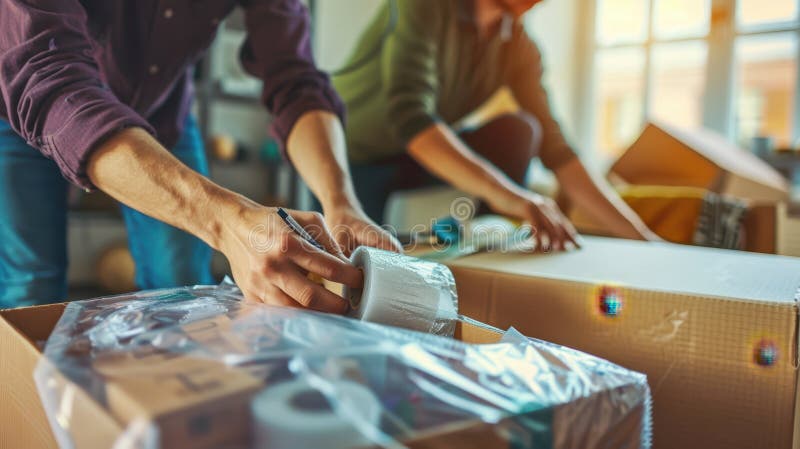 The Packing of Cardboard Boxes. AI Generated Stock Image - Image of ...