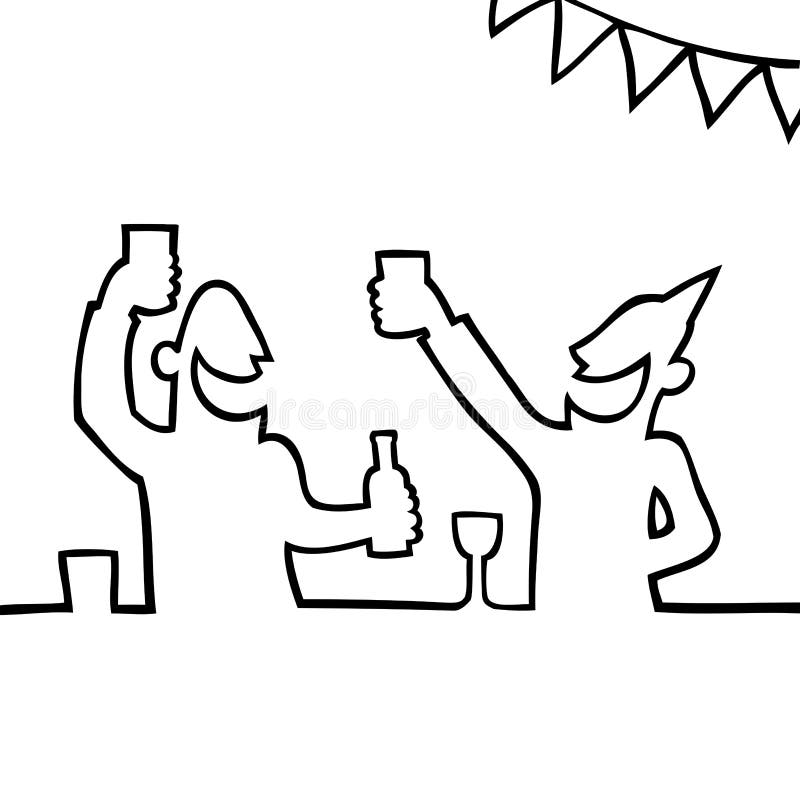 Two People Partying with Drinks Stock Vector - Illustration of ...