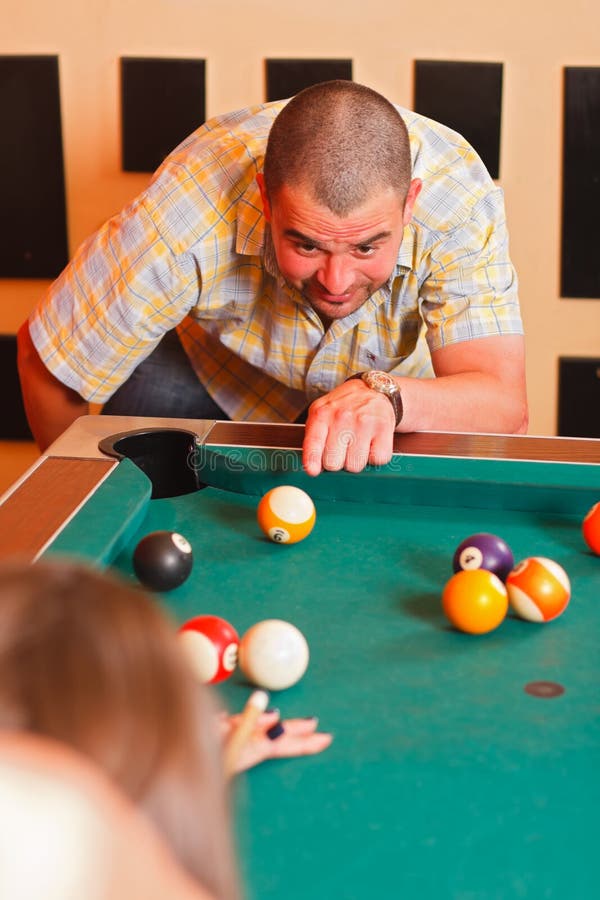 Two People Playing Billiard Stock Photo - Image of friends, balls: 14879822