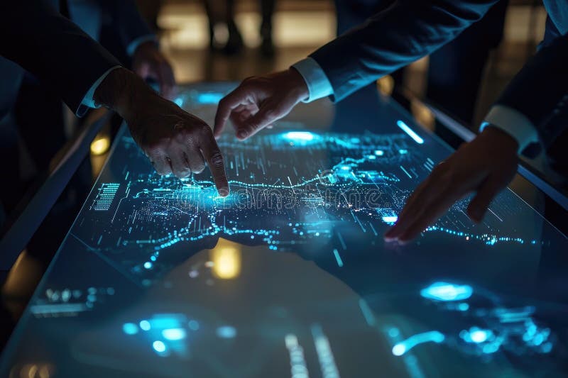 Two People are Pointing at a Map on a Computer Screen, Business ...