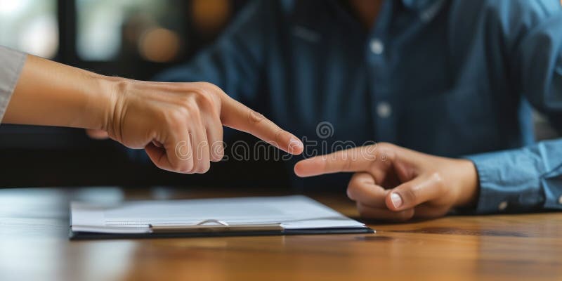 Two People Pointing at Something at a Table Stock Illustration ...