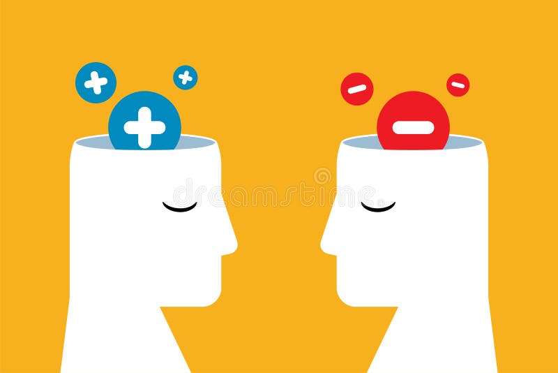 Two People with Positive and Negative Mind. Vector Illustration Stock ...