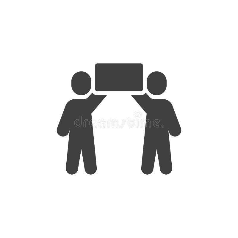Two People Protests with a Poster Vector Icon Stock Vector ...