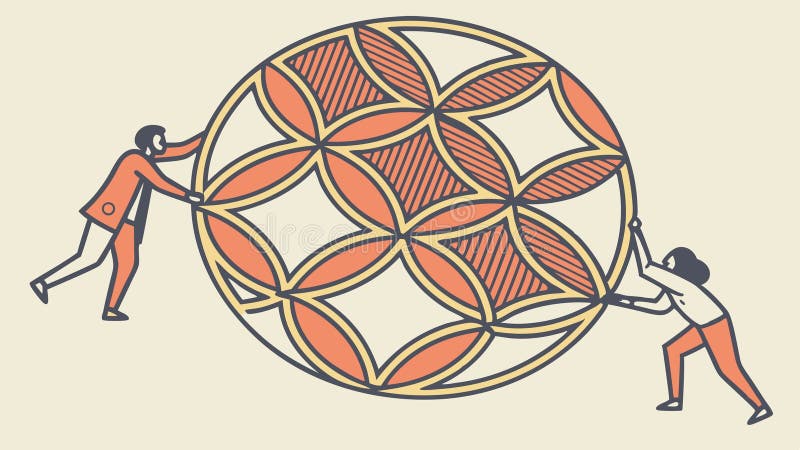 Two People Pushing a Large Geometric Object, Teamwork and Collaboration ...