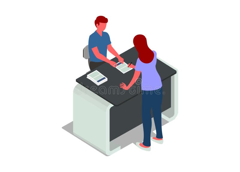 Two People in Registration Activity. Simple Flat Illustration Stock ...