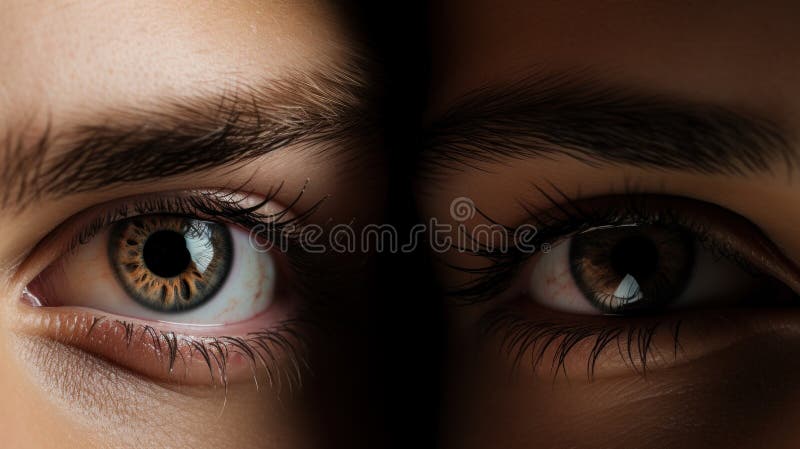 Two People S Eyes are Shown Side by Side, AI Stock Photo - Image of ...