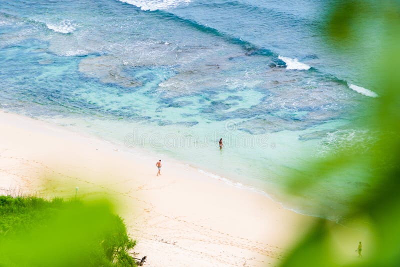 Two People on the Sand Beach Ocean Editorial Stock Photo - Image of ...