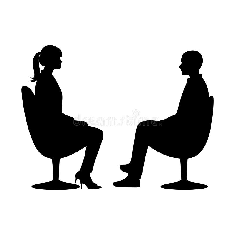 Two People Seated in Conversation, Profile View Stock Vector ...