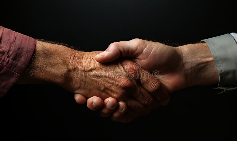 Two People Shaking Hands on Black Background Stock Photo - Image of ...