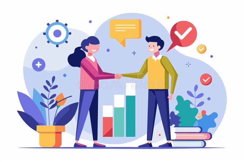 Two People are Shaking Hands in a Collaborative Atmosphere with a ...