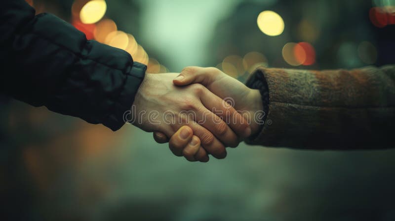 Two People Shaking Hands in a Forest. Scene is Peaceful and Friendly ...