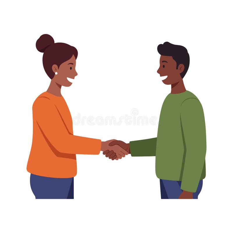 Two People Shaking Hands in Friendly Gesture Vector Illustration Stock ...