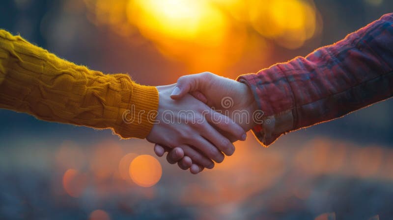 Two People are Shaking Hands in Front of a Blurred Background, AI Stock ...