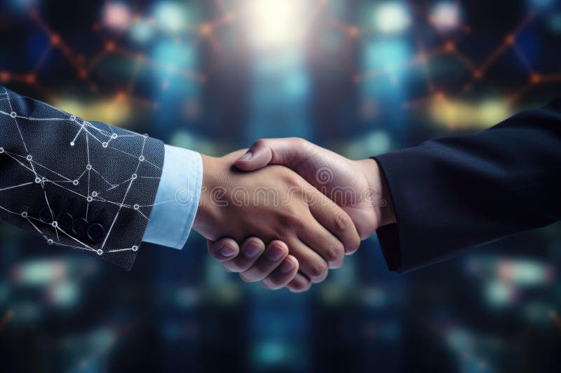 Two People Shaking Hands in Front of a Bright Background Stock ...