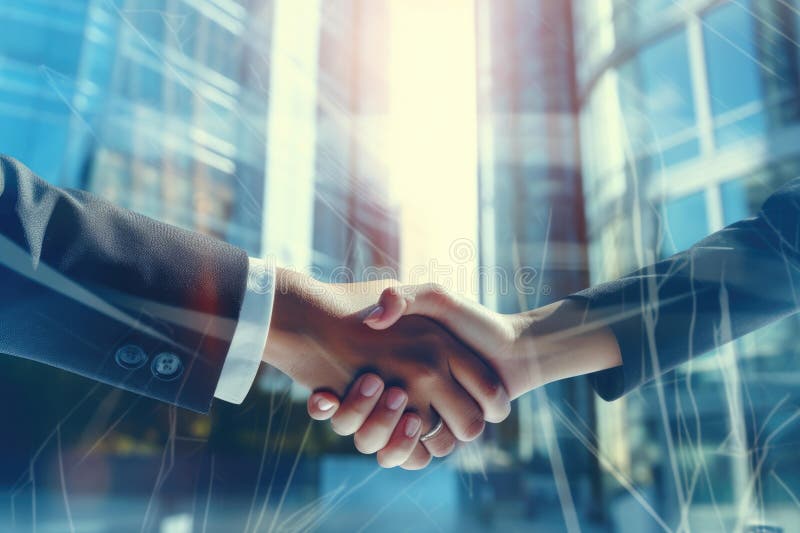 Two People Shaking Hands in Front of a Window Stock Illustration ...