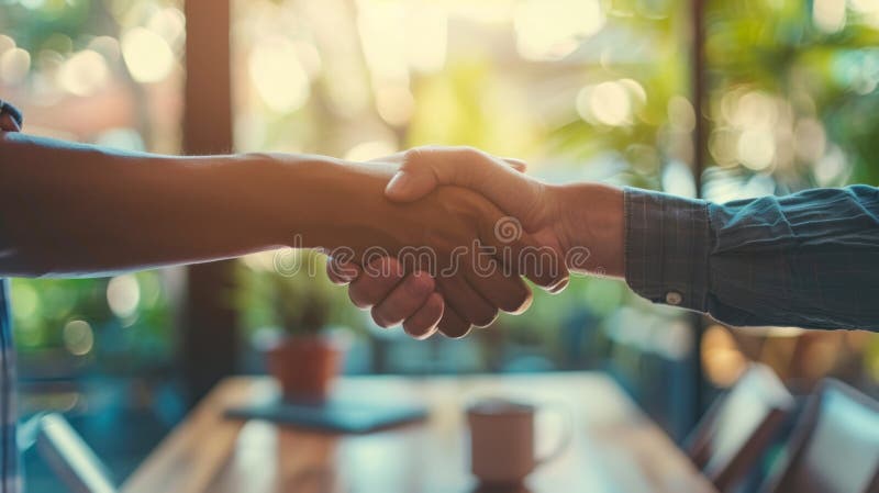 Two People Shaking Hands Over Table Stock Photo - Image of people ...