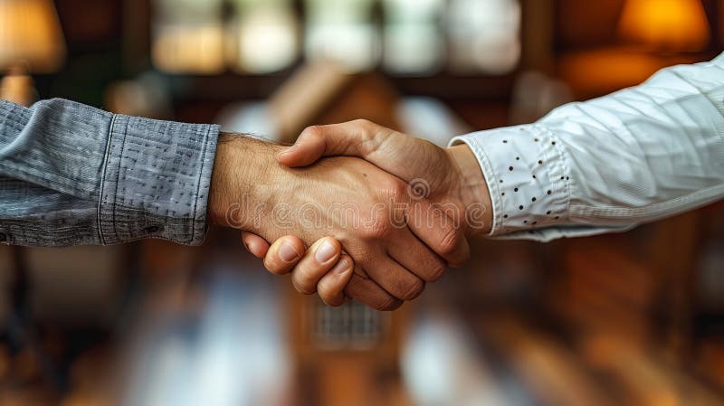 Two People Shaking Hands in a Room Stock Illustration - Illustration of ...