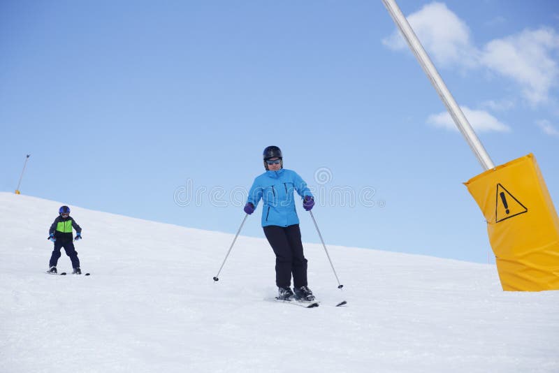Two people are skiing stock photo. Image of outdoor, instructor - 38734162