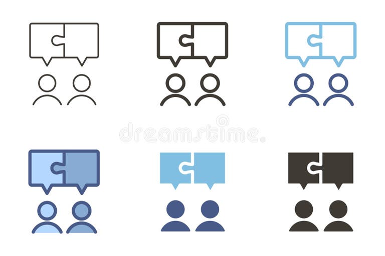 Two People Speaking with Puzzle Speech Bubbles Vector Icon ...