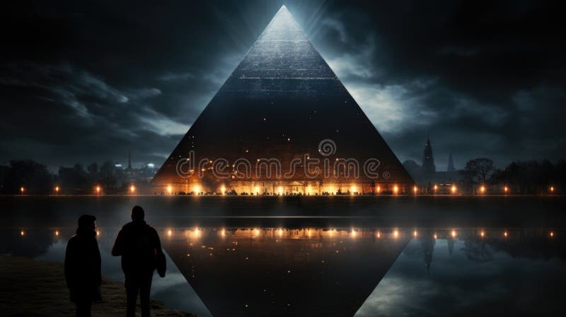 Two People Standing in Front of a Large Pyramid. Generative AI Image ...