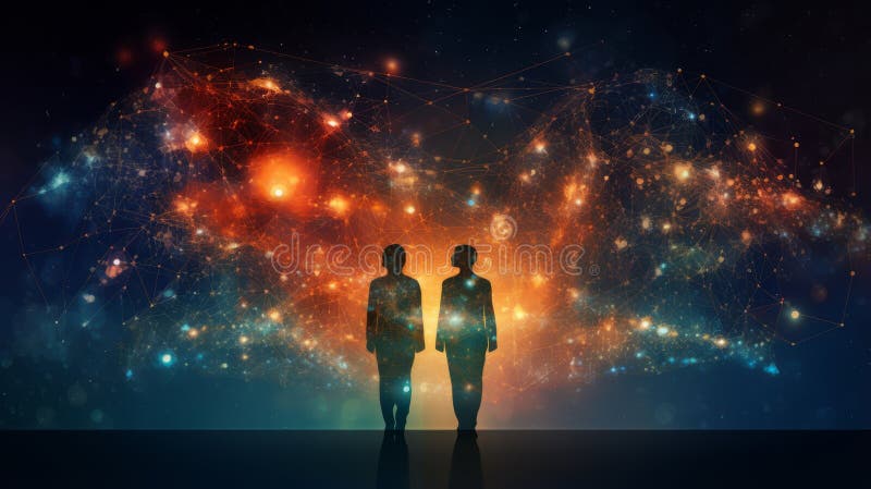 Two People Stargazing Together Under a Star-filled Sky Stock ...