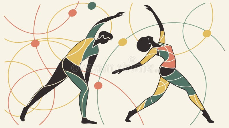 Two People Stretching Exercise Fitness Activity, Vector Design ...