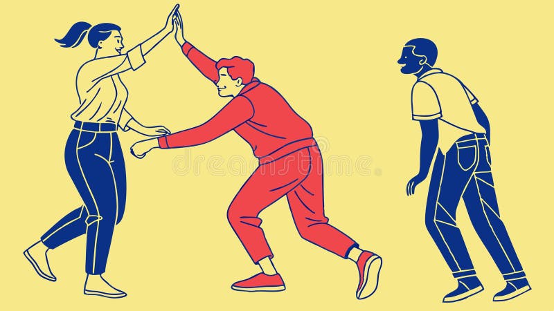 Two People Struggling or Dancing Graphic Art, Vector Design Generative ...