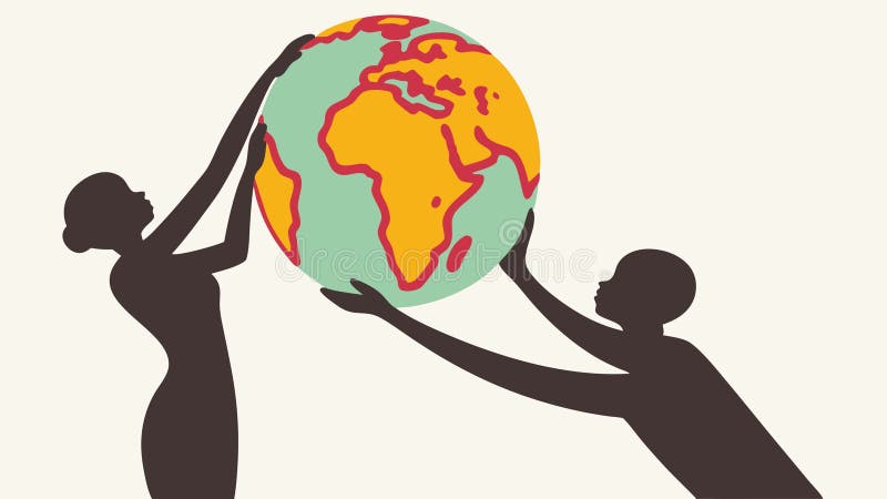 Two People Supporting the Earth, Symbolizing Global Responsibility ...