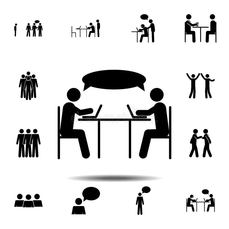 Two People, Table, Laptop Icon. Simple Glyph, Flat Vector Element of ...
