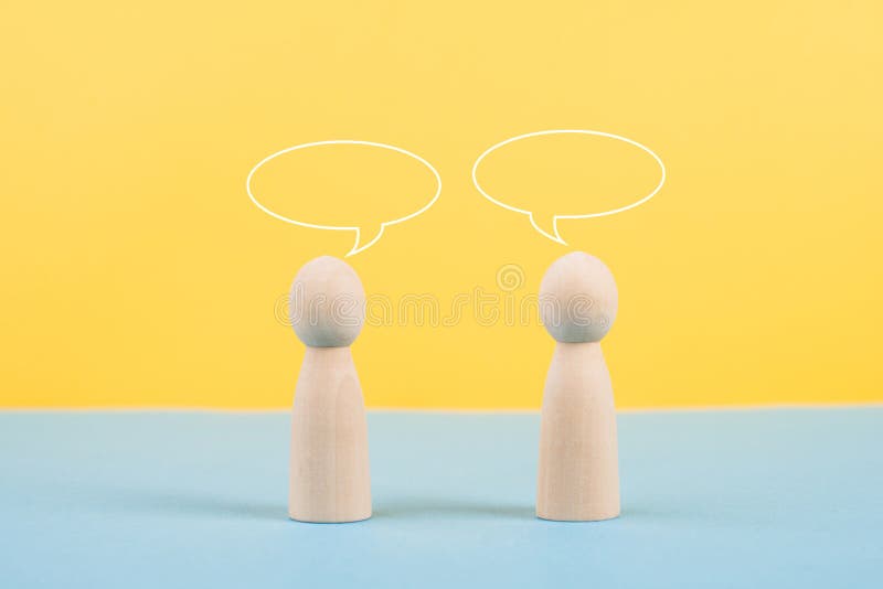 Two People Talking Together, Empty Speech Bubbles, Having a ...